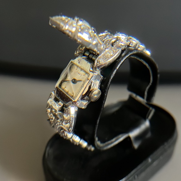 Timex | Accessories | Vintage Art Deco Rhinestone Braided Manual Watch ...